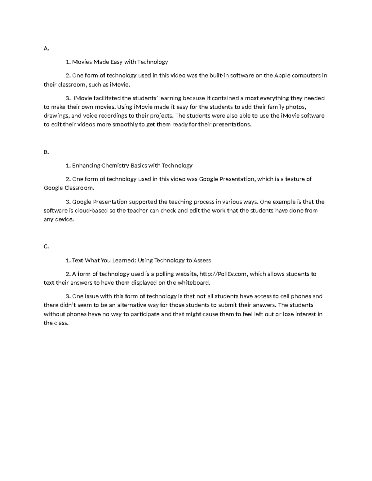 D092 Teach Observation - A. Movies Made Easy with Technology One form ...