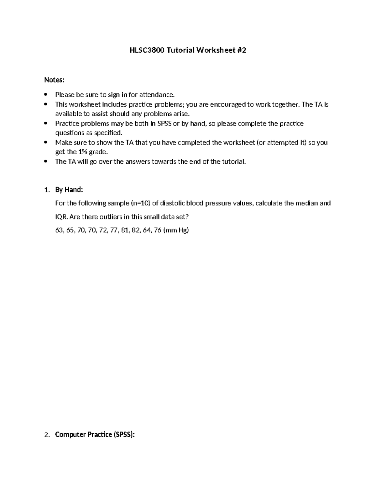 Tutorial 2-1 - HLSC3800 Tutorial Worksheet Notes: Please be sure to ...