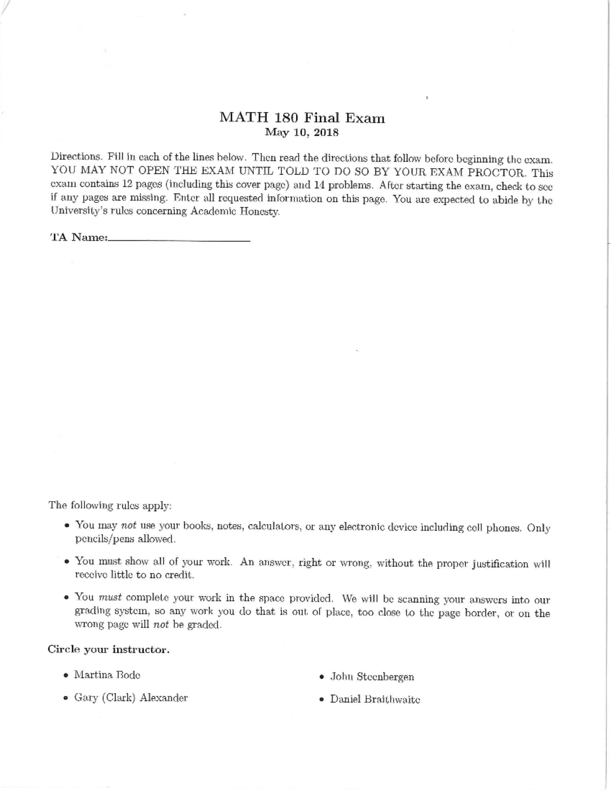 Math180 final spring 2018 solutions - MATH 180 - Studocu