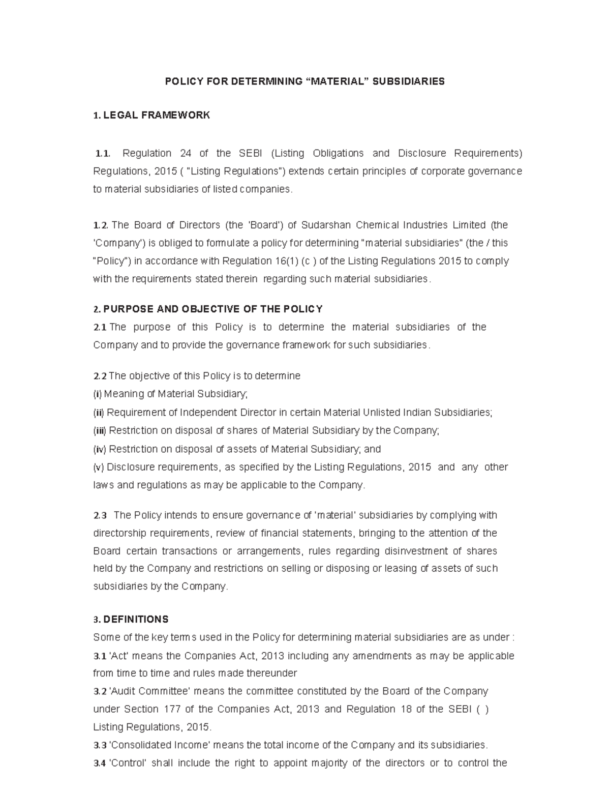 Material-subsidiary-policy - POLICY FOR DETERMINING “MATERIAL ...
