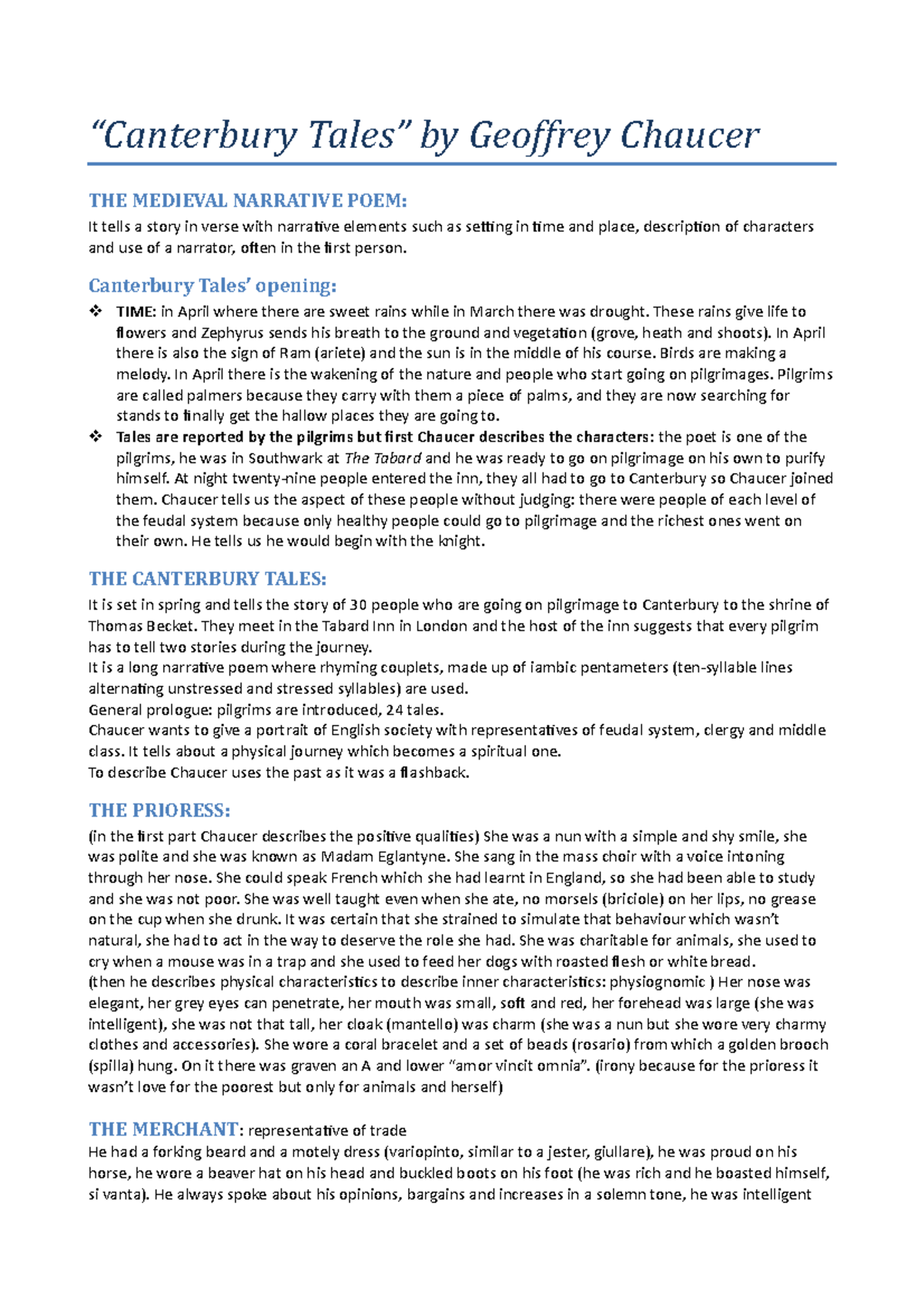 Canterbury Tales - “Canterbury Tales” by Geoffrey Chaucer THE MEDIEVAL ...