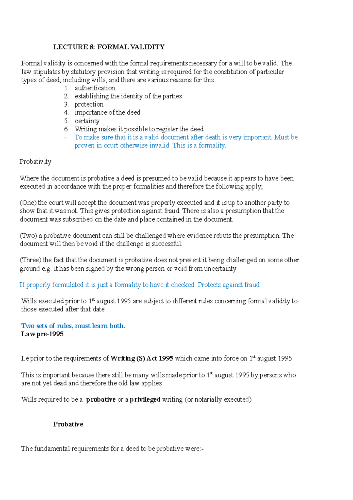 L8 Formal Validity - Lecture notes 8 - LECTURE 8: FORMAL VALIDITY ...