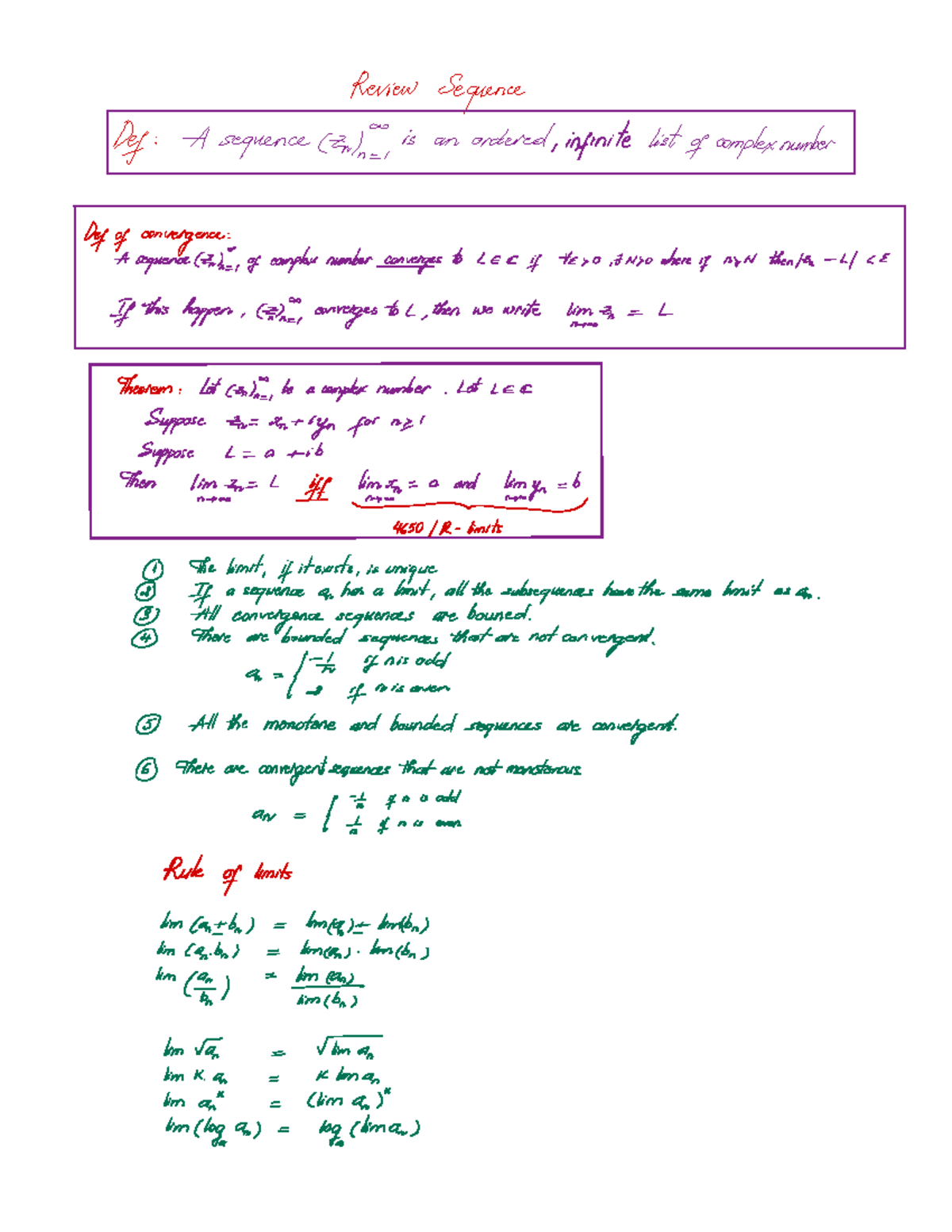 Reivew test 1 - Summary Advanced Complex Analysis - Review Sequence De ...