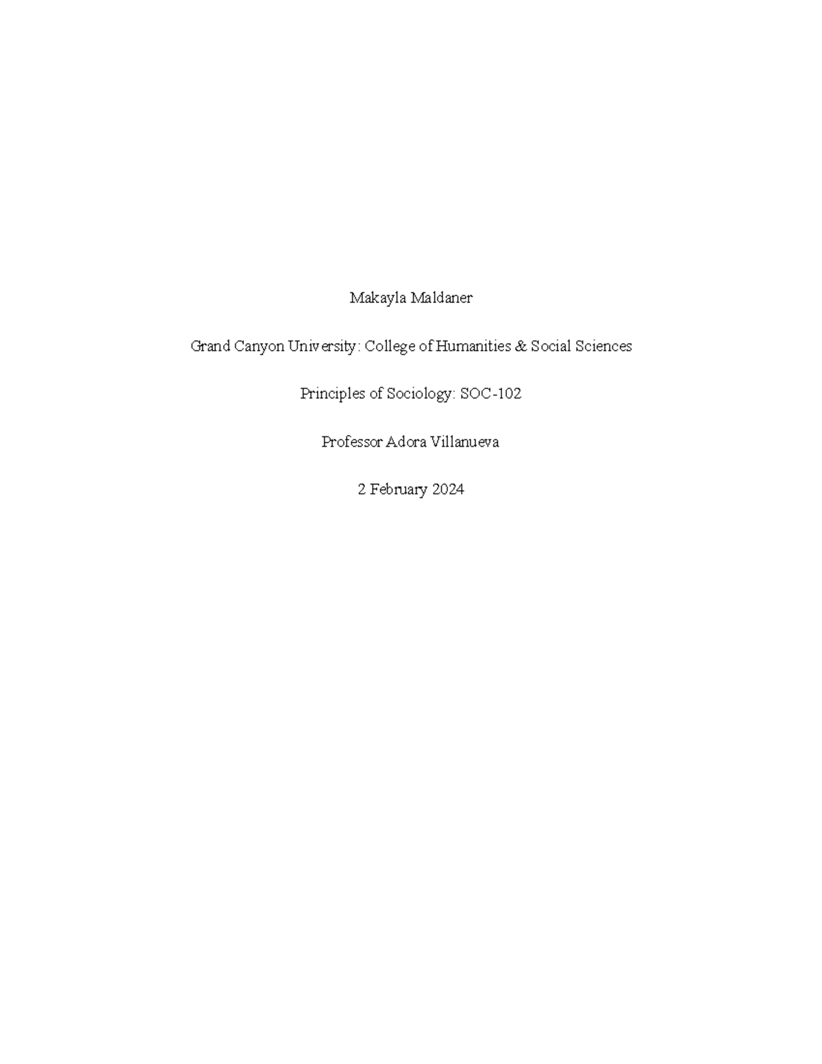 Theoretical Perspectives Paper - Makayla Maldaner Grand Canyon ...