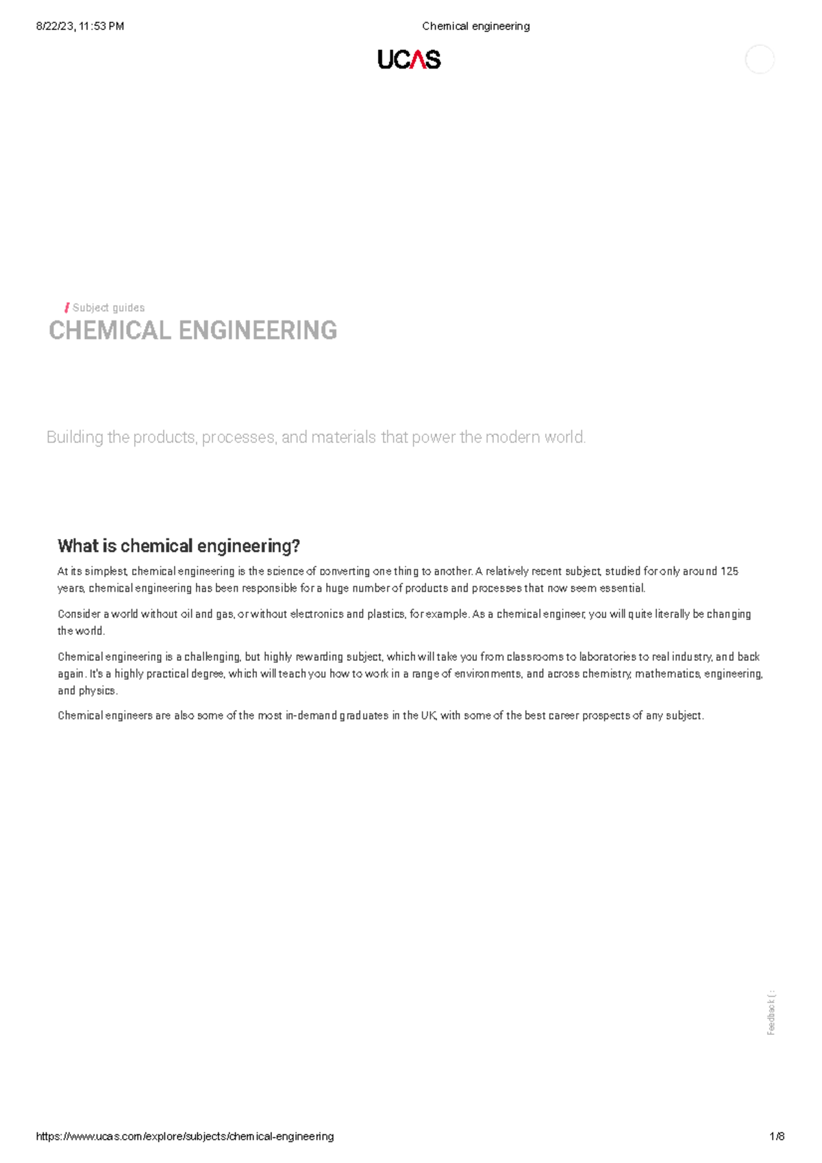 Chemical engineering-UCAS Notes - What is chemical engineering? At its ...