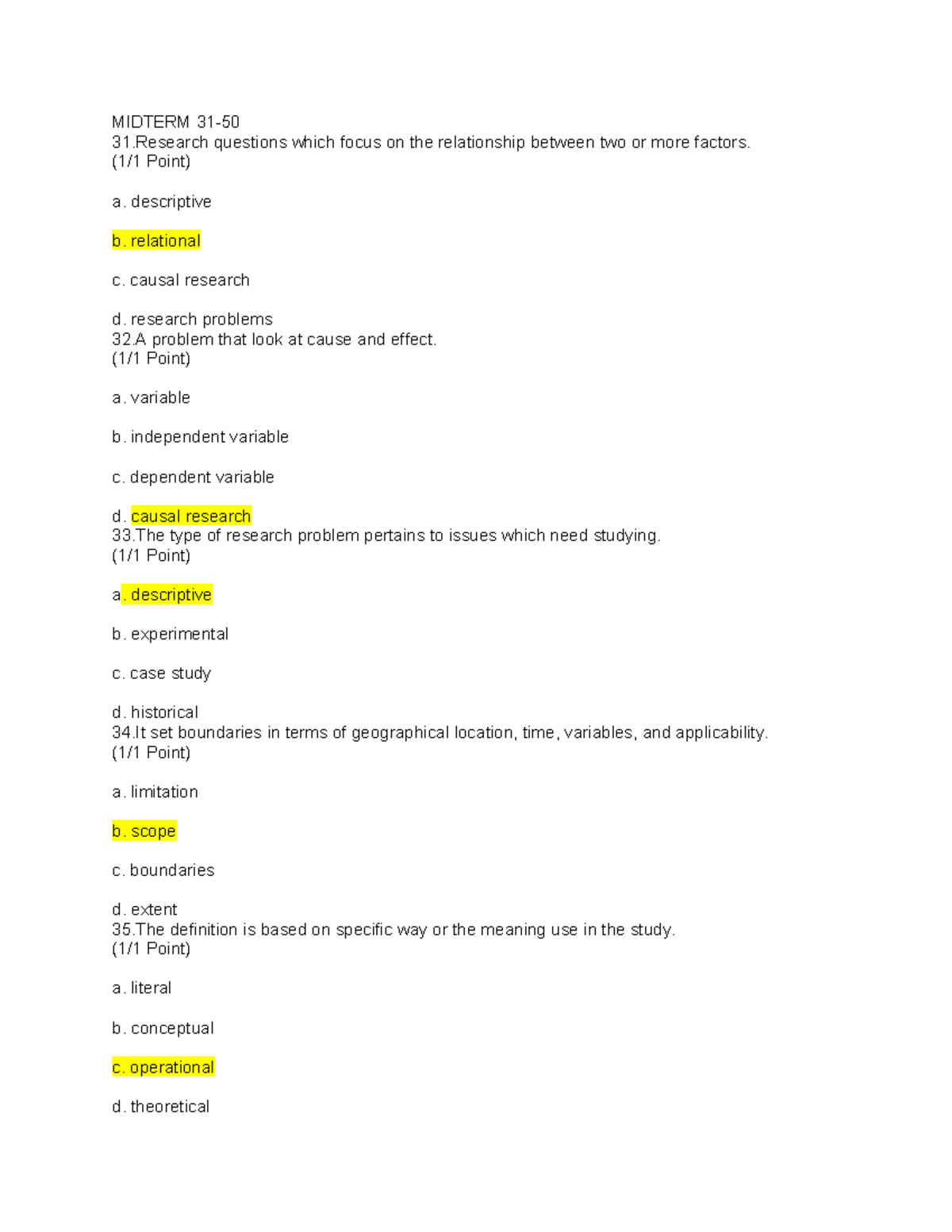 Midterm Reviewer - MIDTERM 31- 31 questions which focus on the ...
