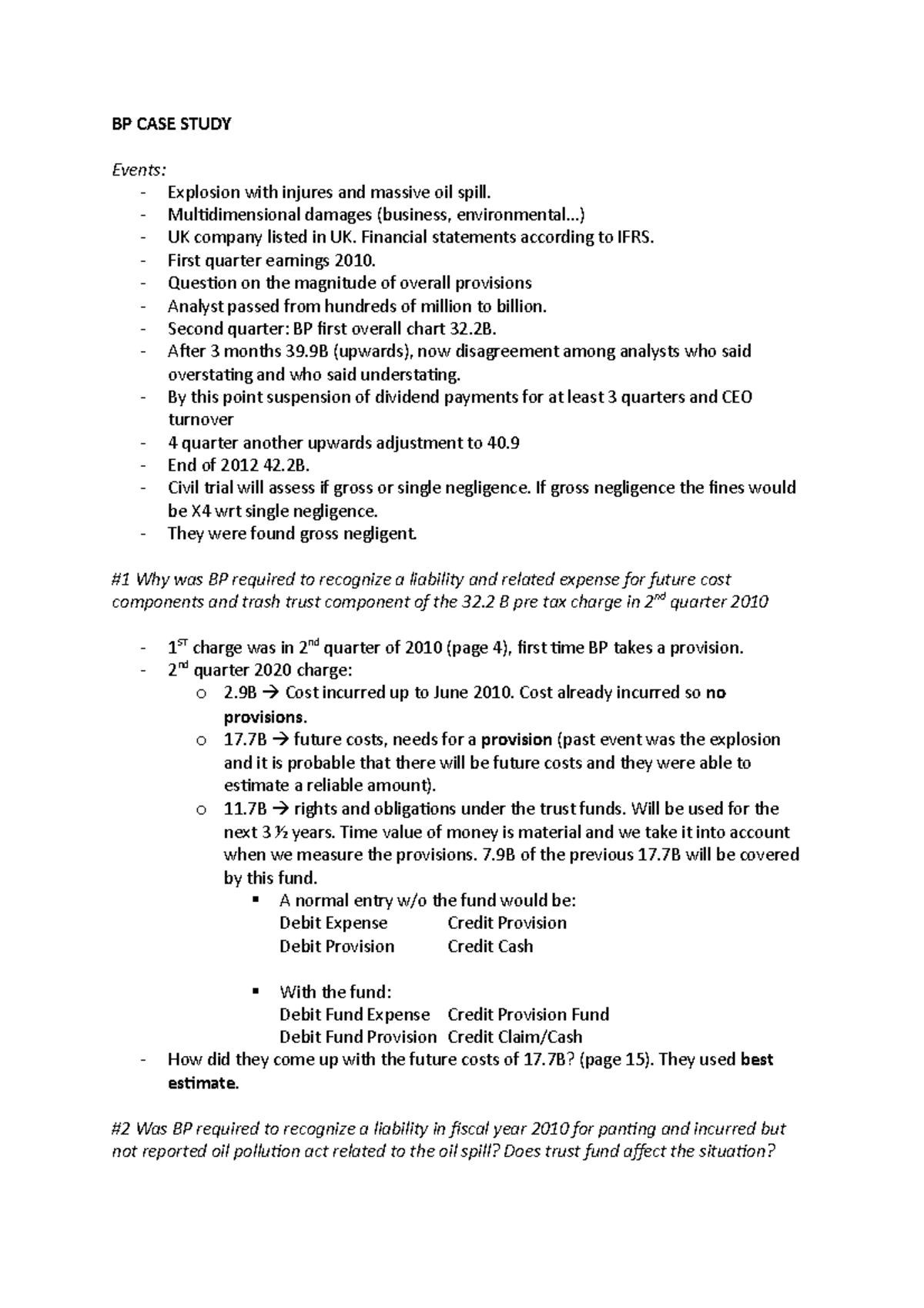 2nd part case studies - BP CASE STUDY Events: - Explosion with injures ...