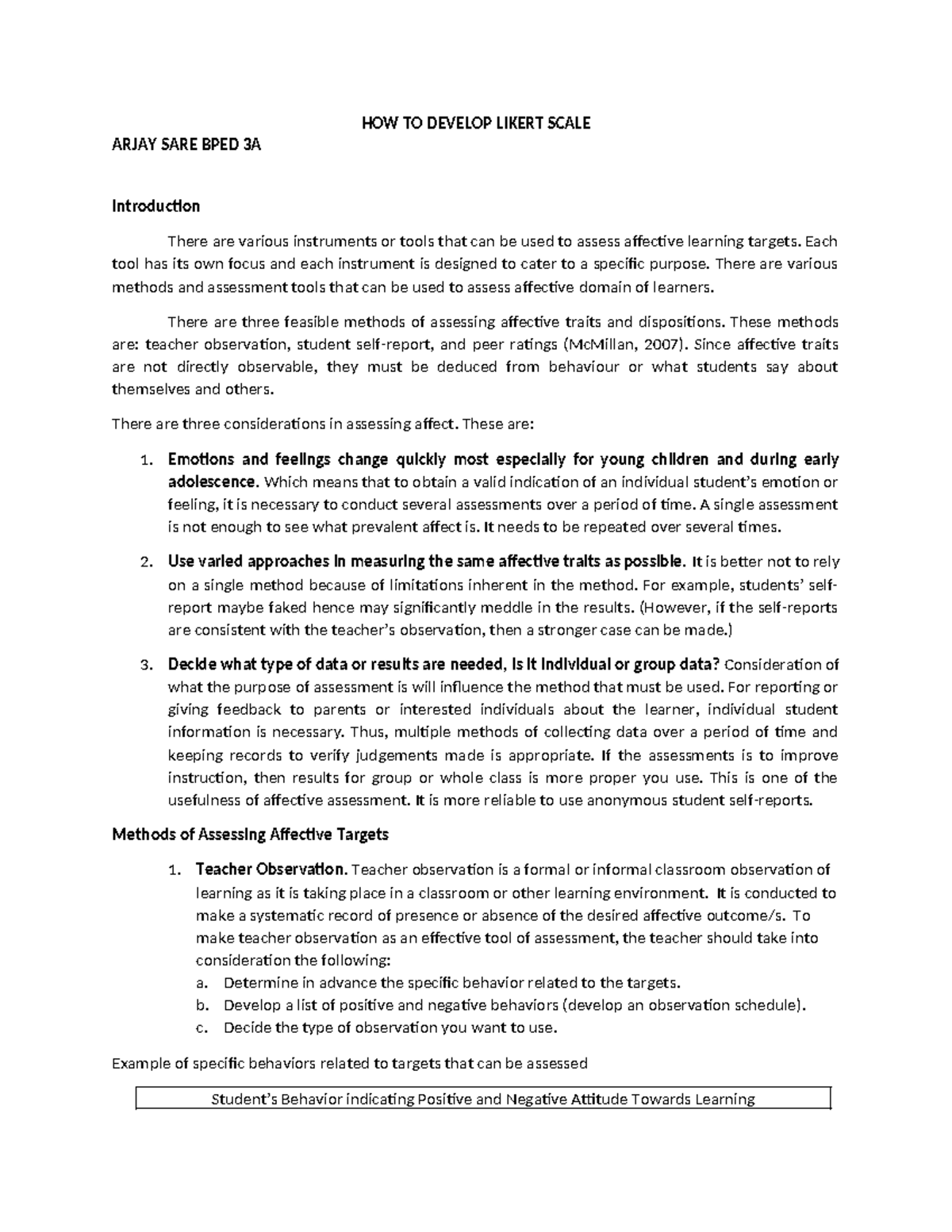 Likert scale - notes - HOW TO DEVELOP LIKERT SCALE ARJAY SARE BPED 3A ...