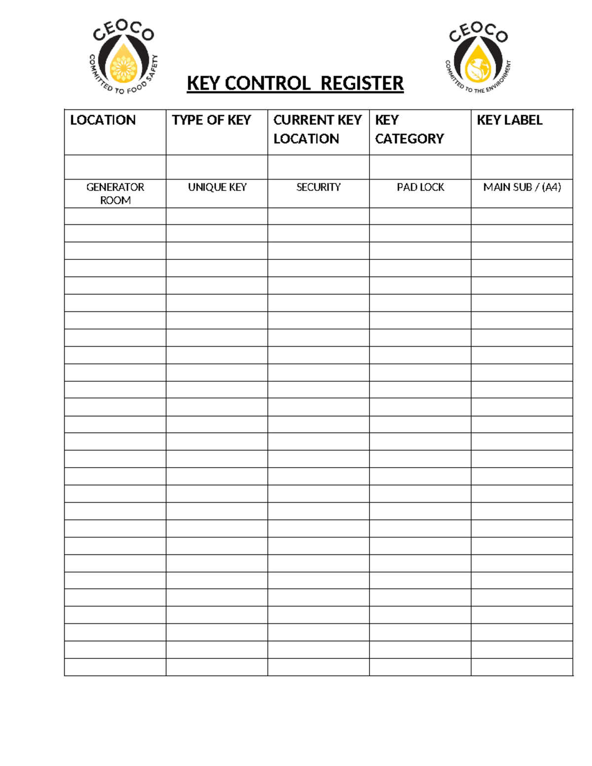 KEY Control Register - ,JHFGUYKFUILG - CE - KEY CONTROL REGISTER ...