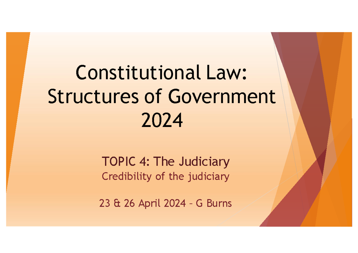 CON LAW - Topic 4 Judiciary - 2024 (WEEK 2 Lecture Slides) - TOPIC 4 ...