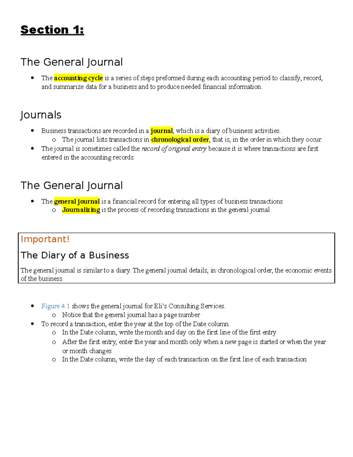 Accounting Chapter 4 - Notes Taken from Textbook Materials - Section 1 ...