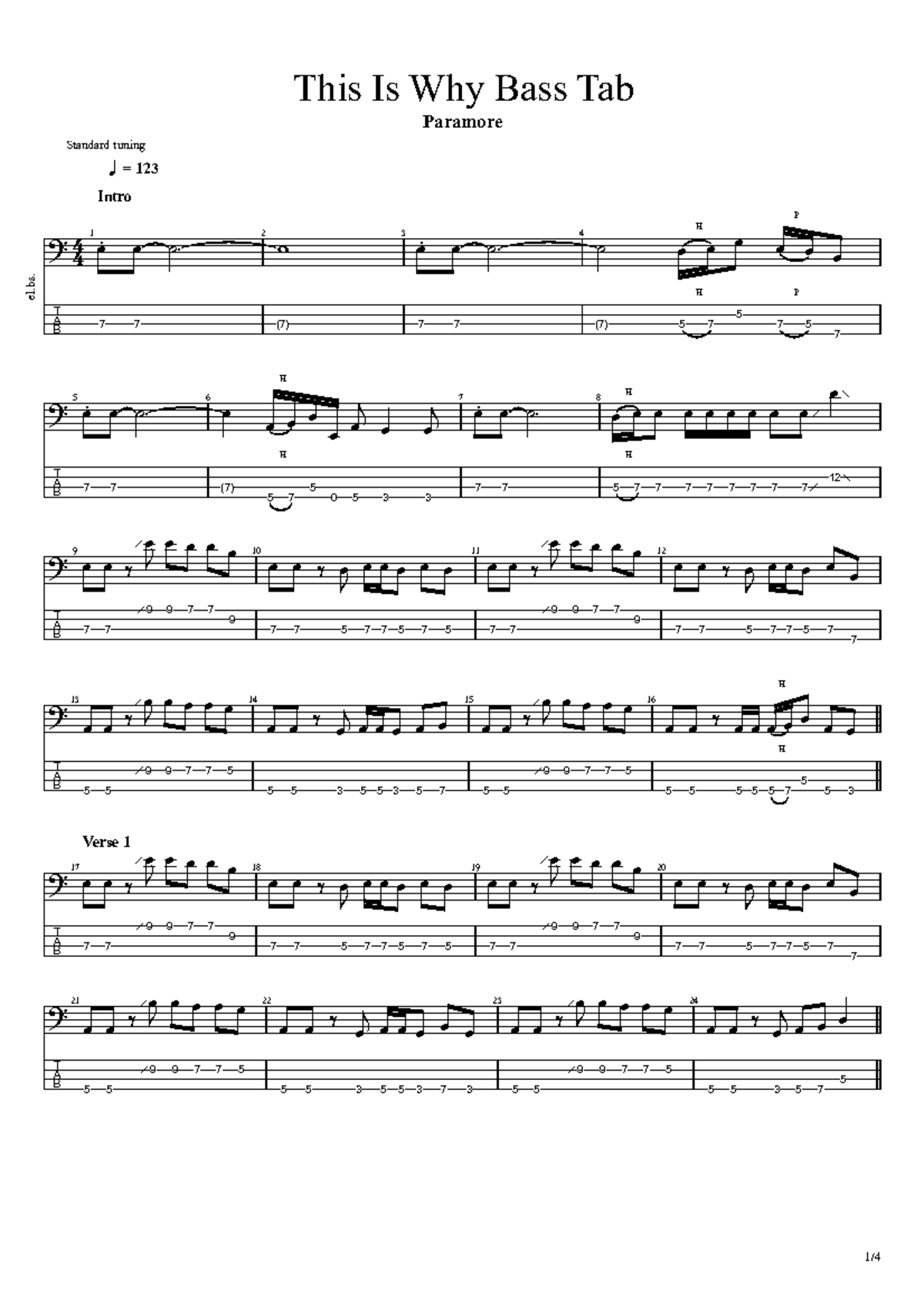 This is why bass tab - 123 - This Is Why Bass Tab Paramore Standard ...