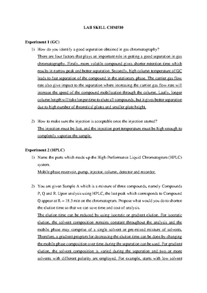 Exp 1 GC - Laboratory report on Gas Chromatography - Experiment 1: Gas ...