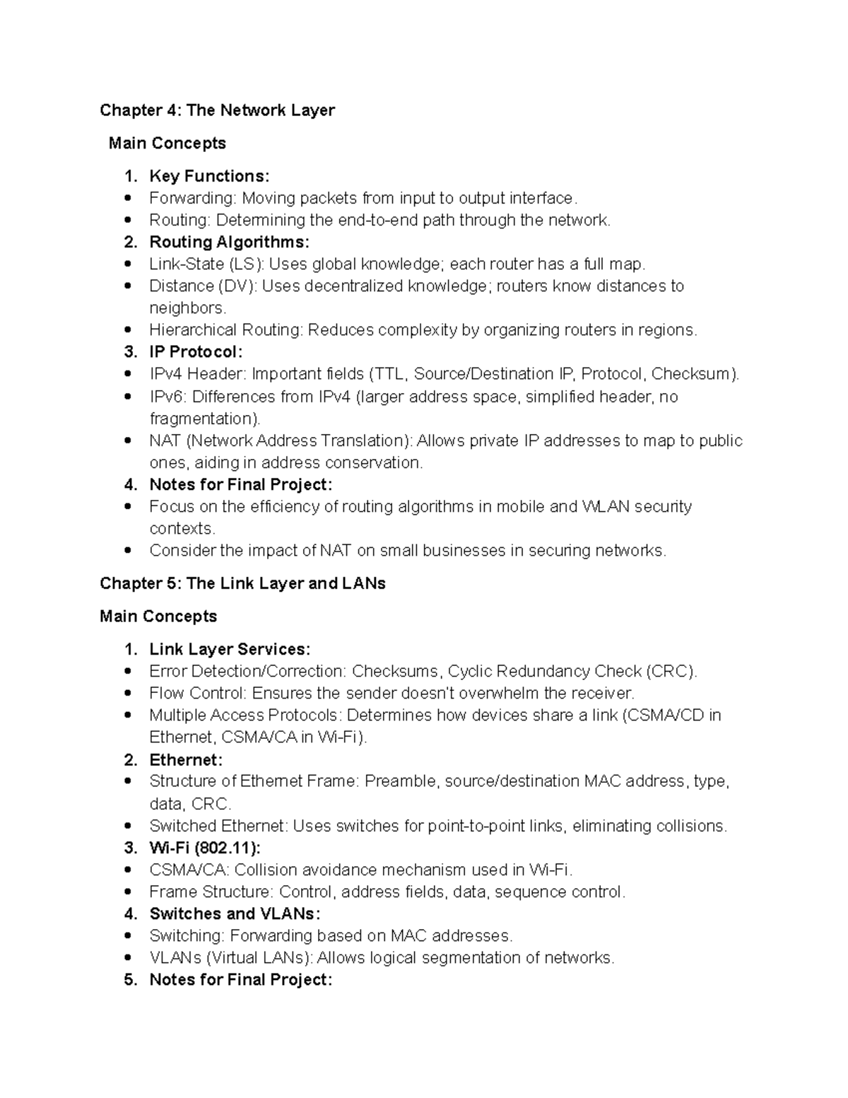 Bullet journal 4&5 - Chapter 4: The Network Layer Main Concepts 1. Key Functions: Forwarding ...