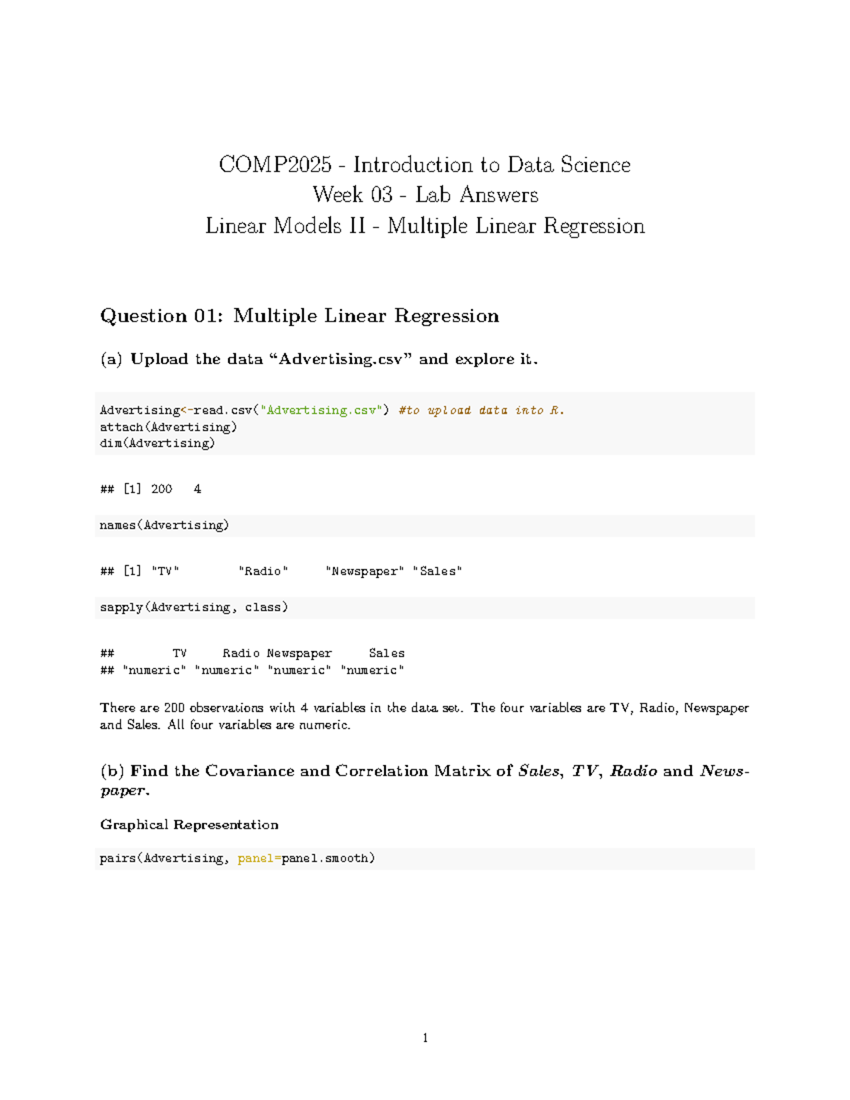 Week3 Lab Answers - ,., - COMP2025 - Introduction to Data Science Week ...