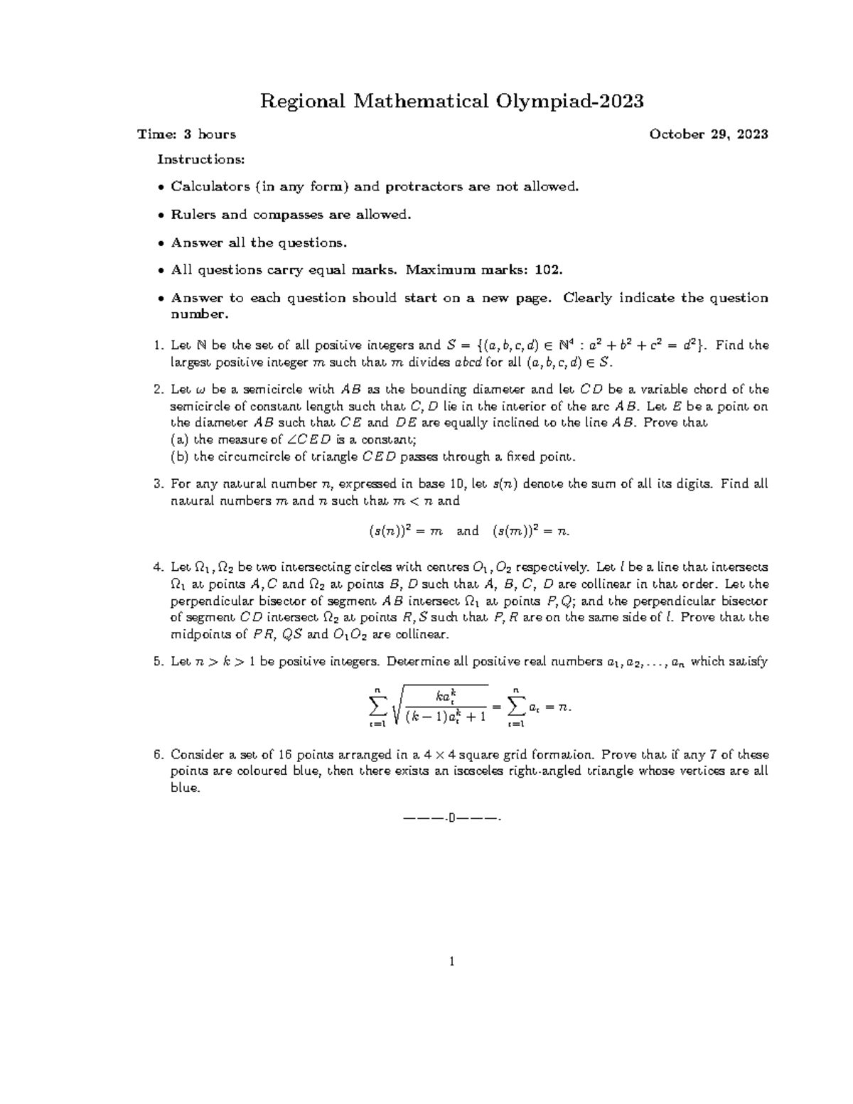 Rmo-combined - Very mast - Regional Mathematical Olympiad- Time: 3 ...
