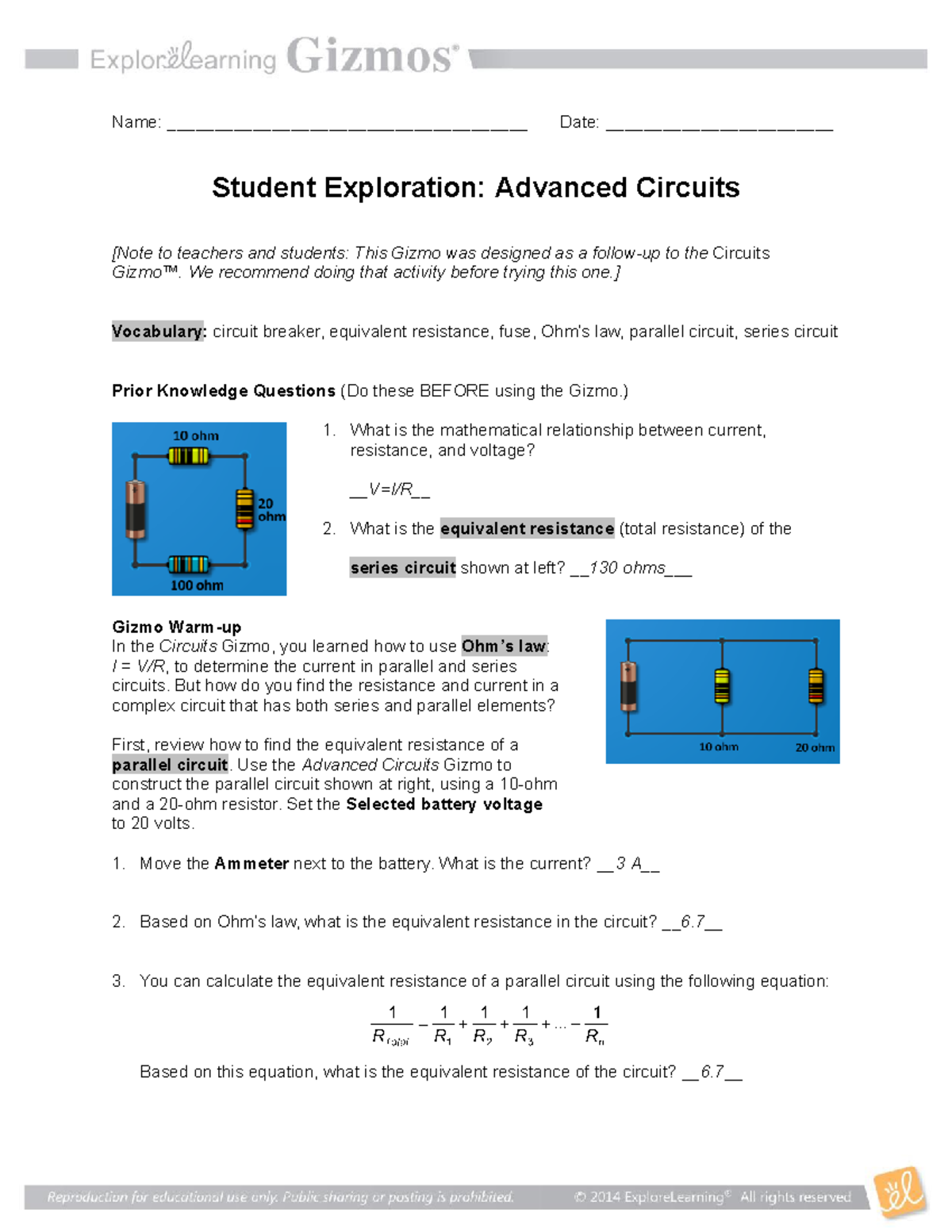 Advanced Circuits SE - gizmo work - Bishop Ryan CSS - Studocu