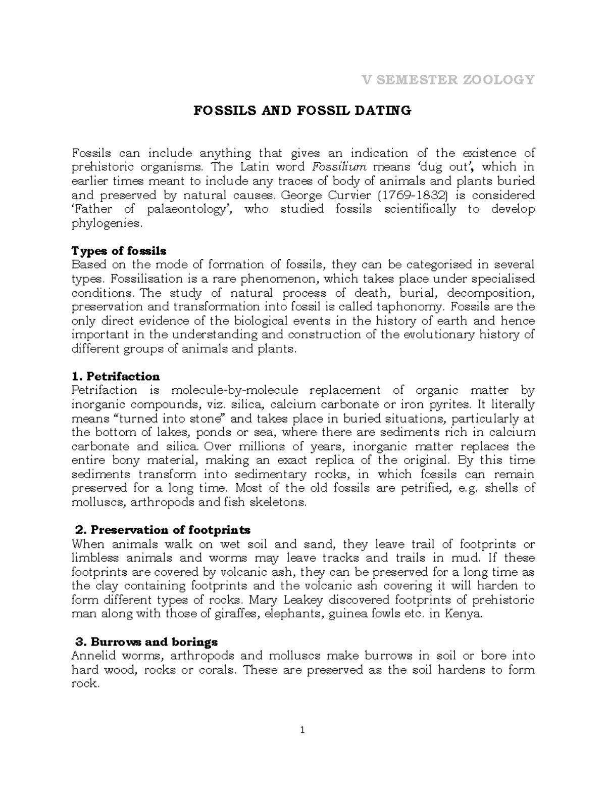 fossilisation and types - V SEMESTER ZOOLOGY FOSSILS AND FOSSIL DATING ...