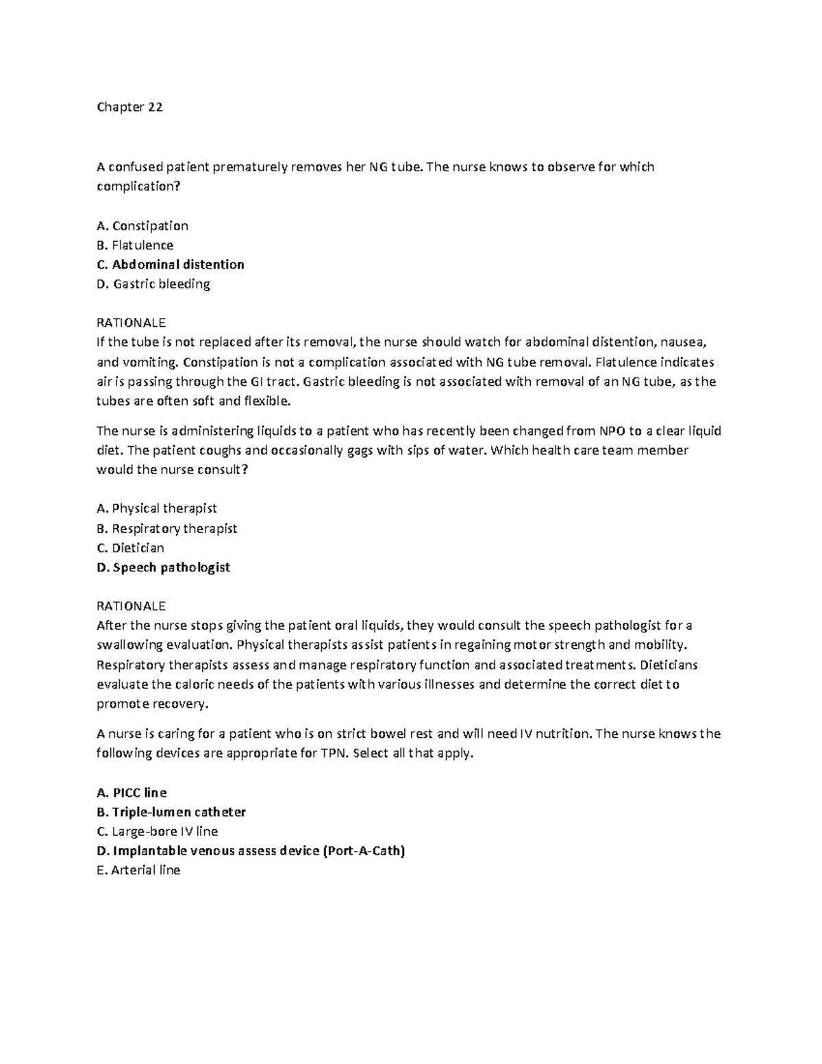 Chpt 22 - study guide - Chapter 22 A confused patient prematurely ...