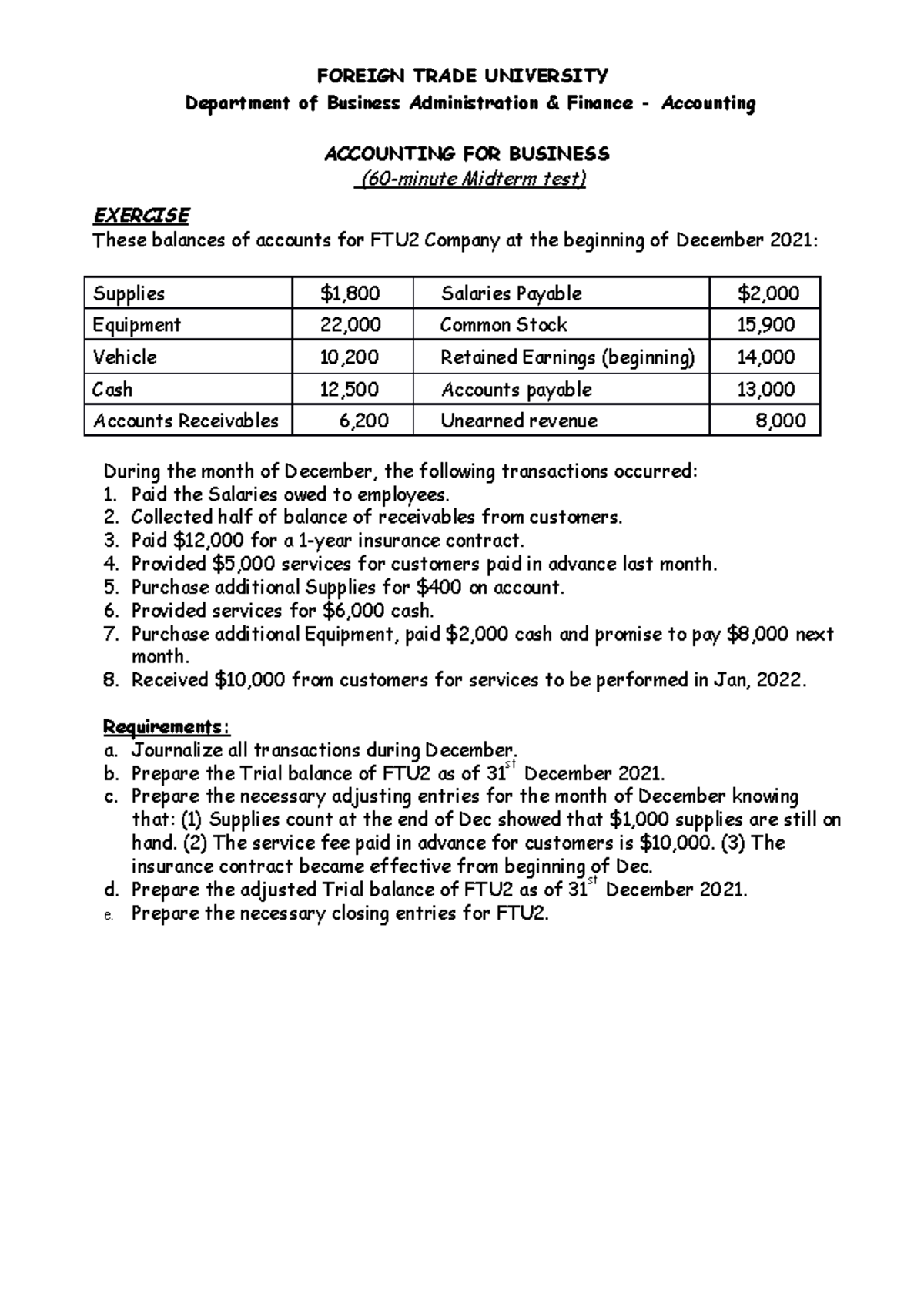 Midterm ML4 Acc for biz 3.22 - FOREIGN TRADE UNIVERSITY Department of ...