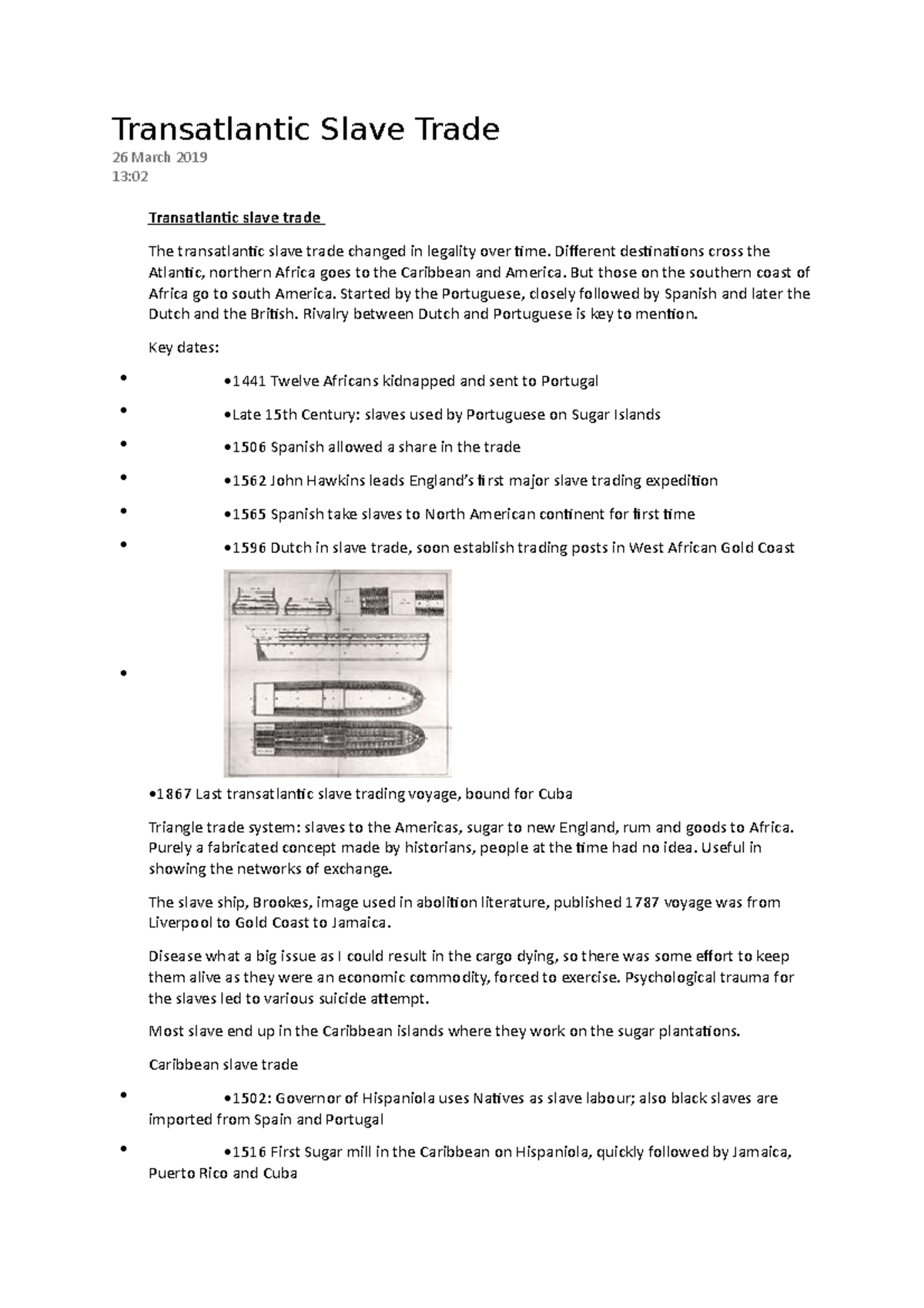 Slavery l8 - Lecture notes - Transatlantic Slave Trade 26 March 2019 13 ...