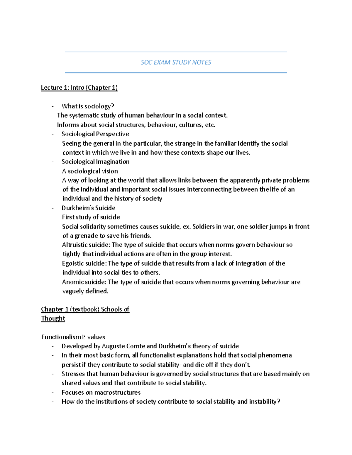SOC EXAM Study Notes lec tb notes - SOC EXAM STUDY NOTES Lecture 1 ...