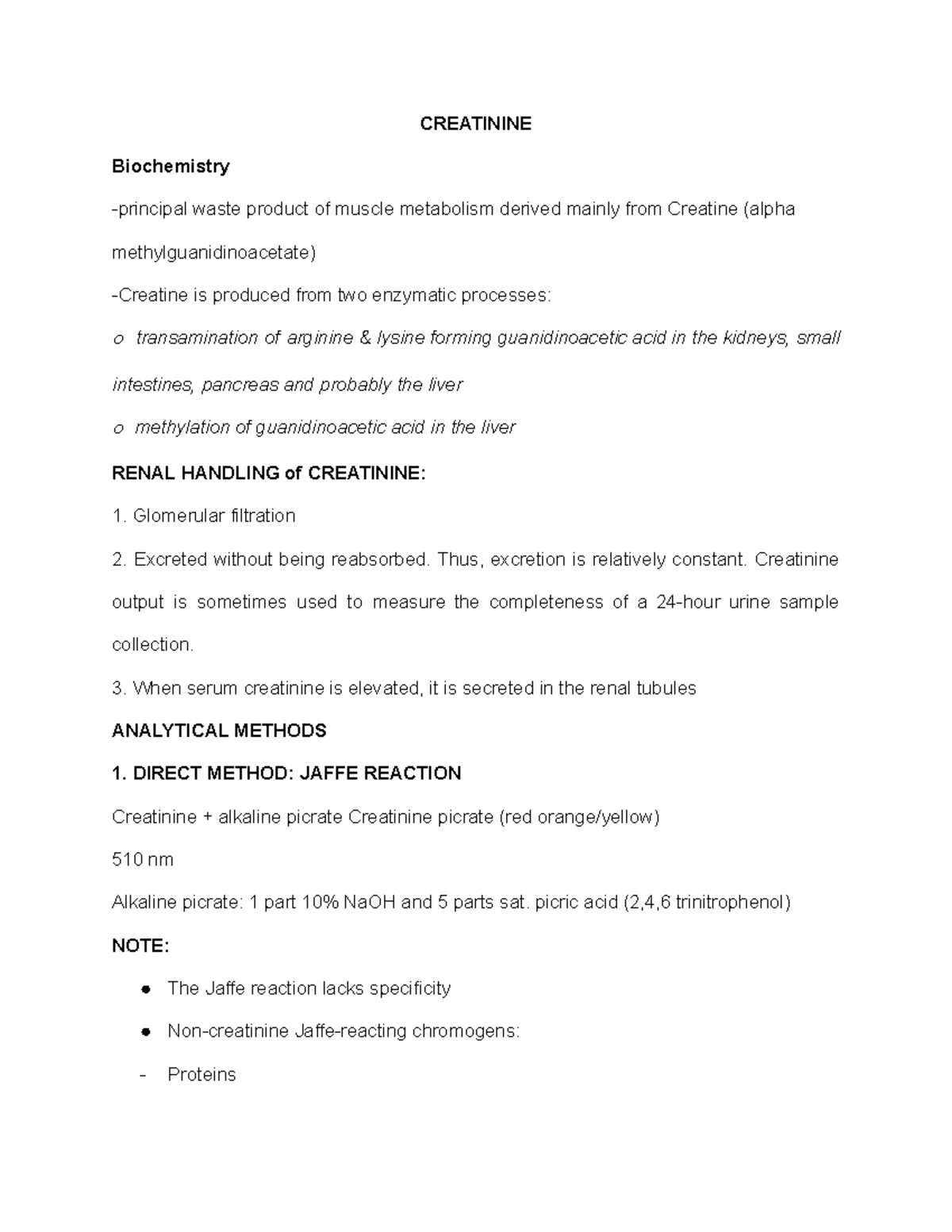 Creatinine - reference - CREATININE Biochemistry -principal waste ...