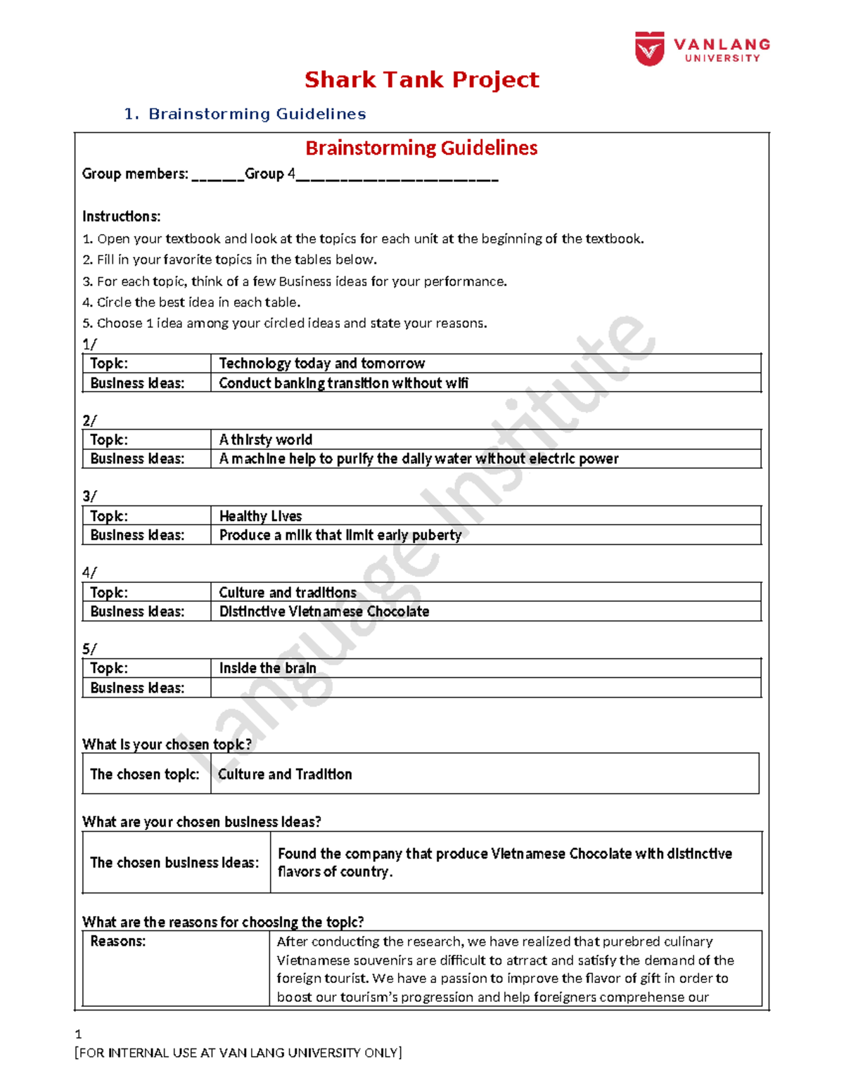 Phase 1 - mnjnnoo - Shark Tank Project 1. Brainstorming Guidelines ...