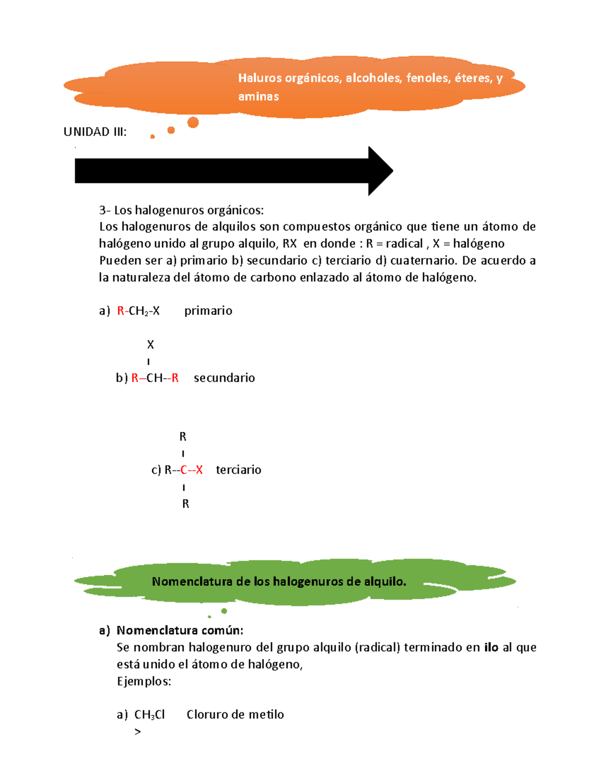 Unidad III Halogenuros Organicos - UNIDAD III: 3- Los halogenuros ...