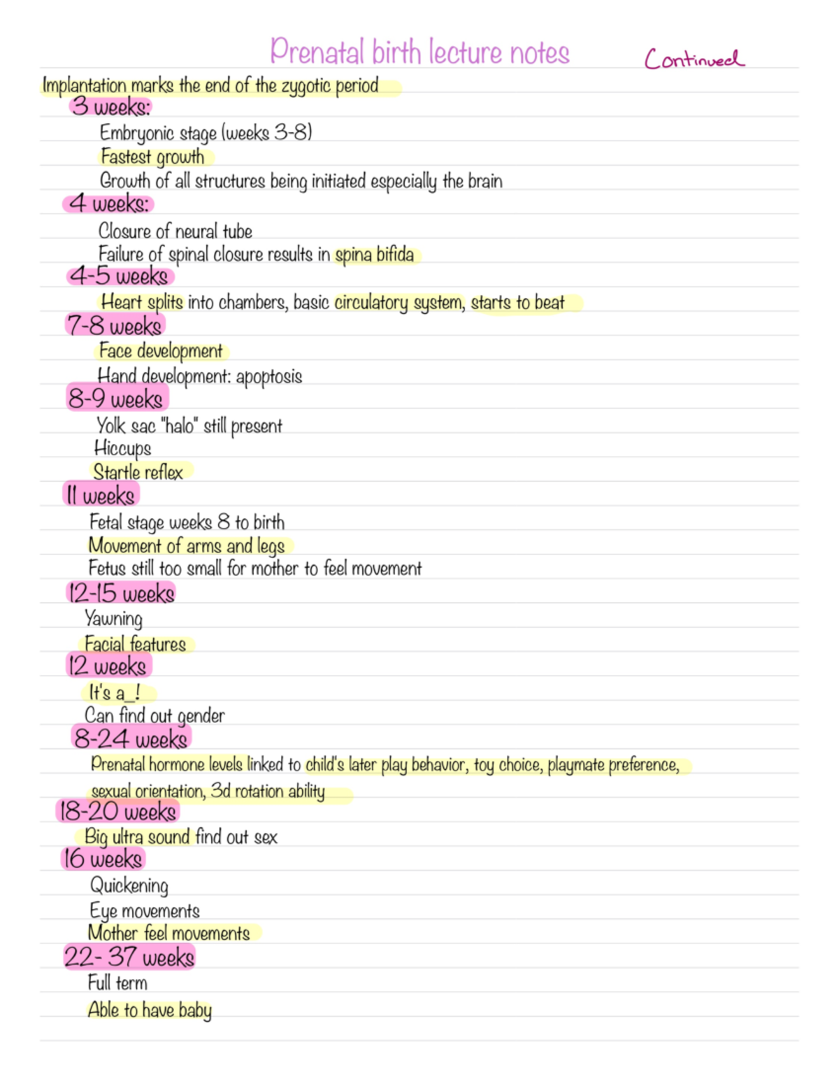 Psych 160 Prenatal Birth notes cont. - PSYC 160 - Studocu