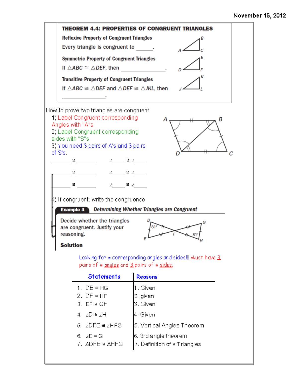 Triangleconguency - How to prove two triangles are congruent 1 ) Label ...