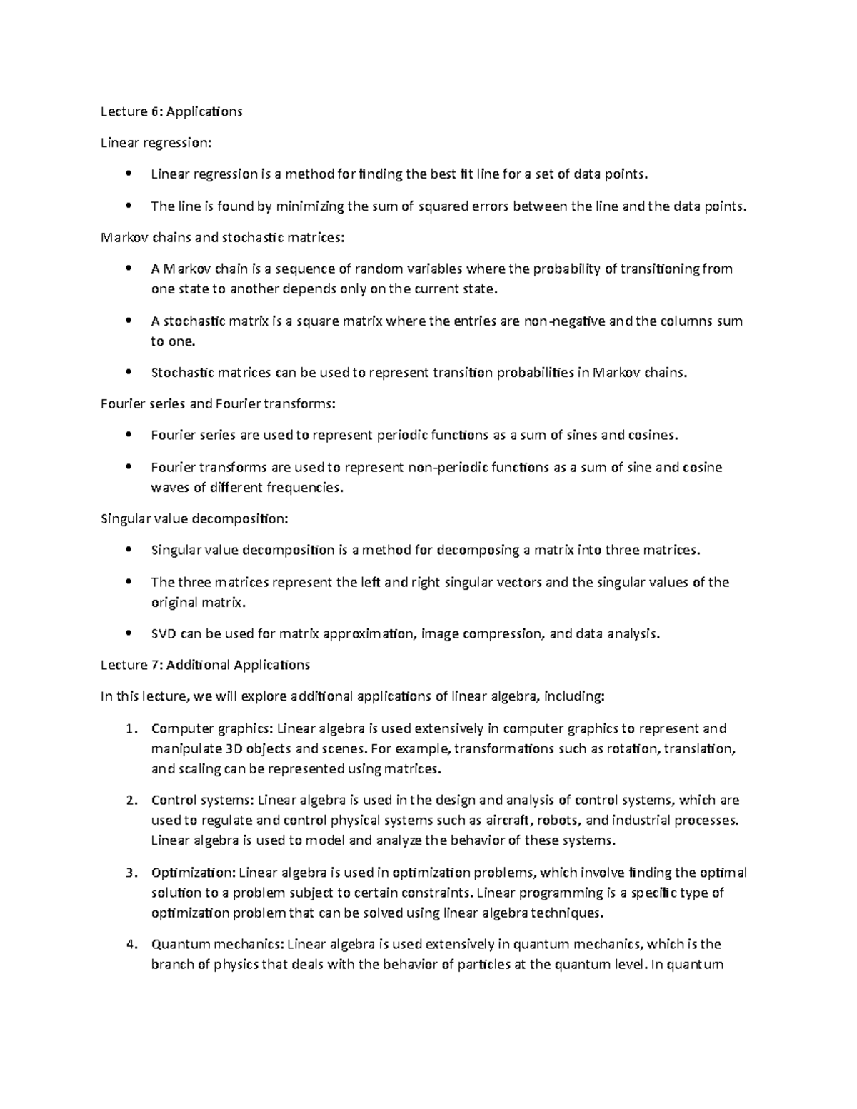 Topic review 3/3 - Lecture 6: Applications Linear regression: Linear ...