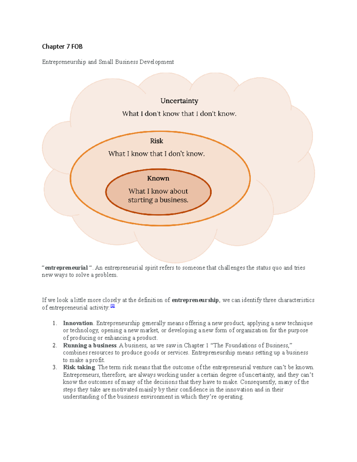 Chapter 7 FOB - LECTURE NOTES - Chapter 7 FOB Entrepreneurship and ...