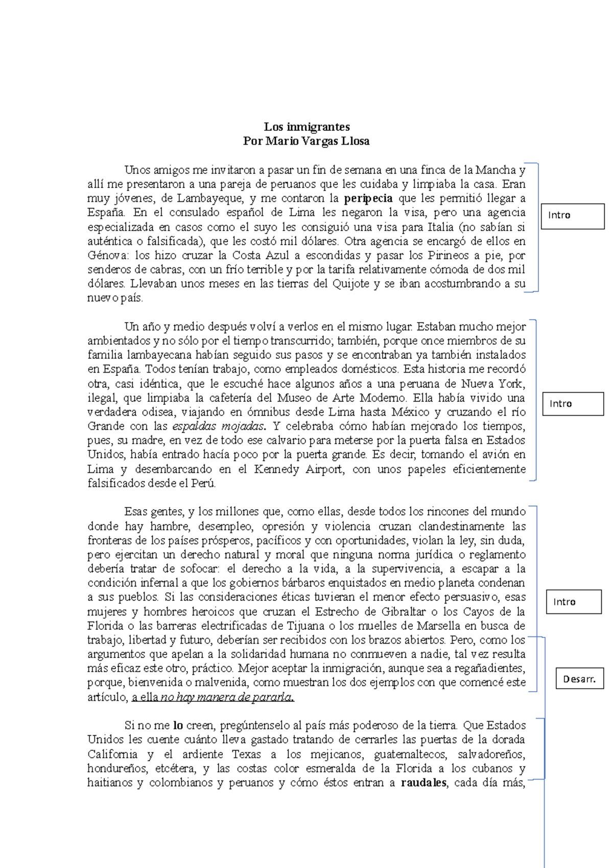 Ejercicio de comprension lectora Los inmigrantes - Los inmigrantes Por ...