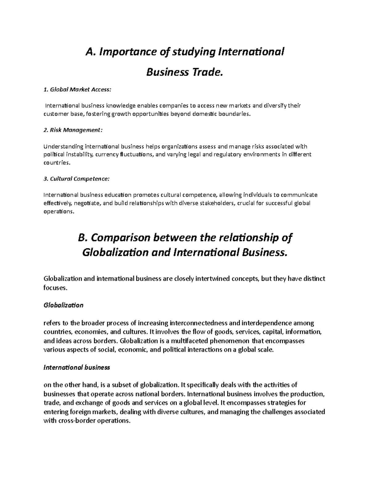Summary OF THE Report - Lectures - A. Importance of studying ...