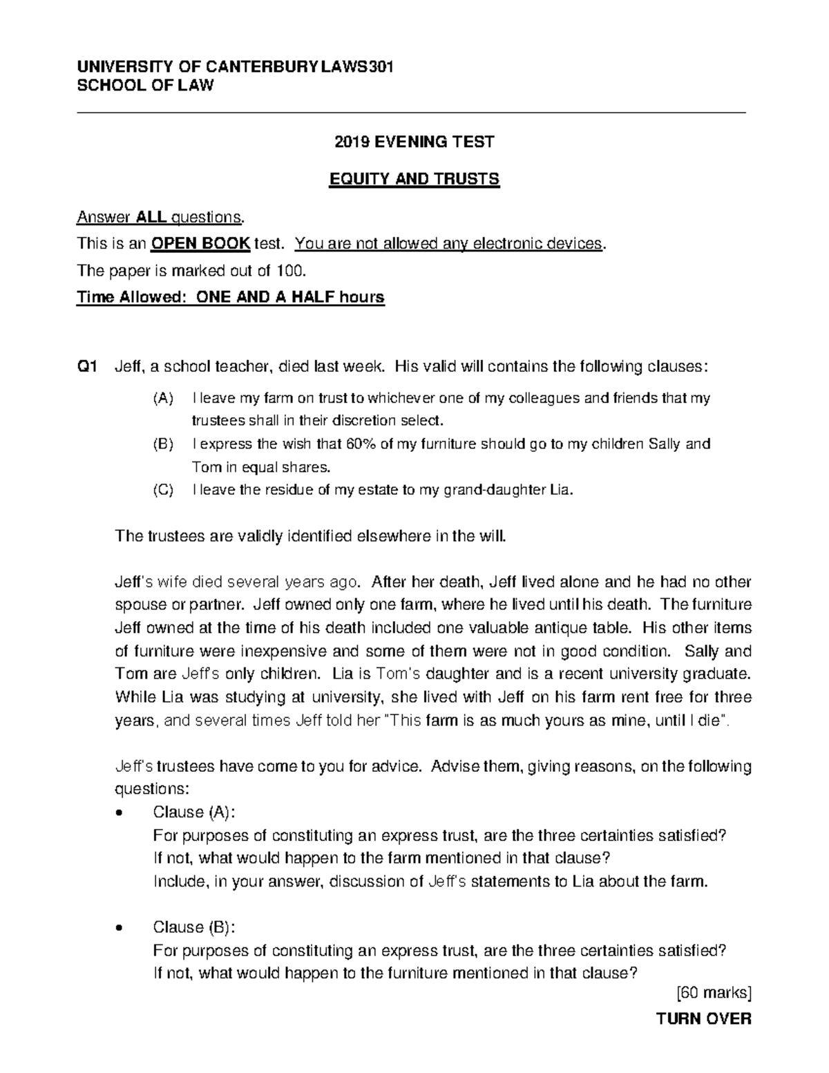 Laws301 midsessional test - UNIVERSITY OF CANTERBURY LAWS SCHOOL OF LAW ...