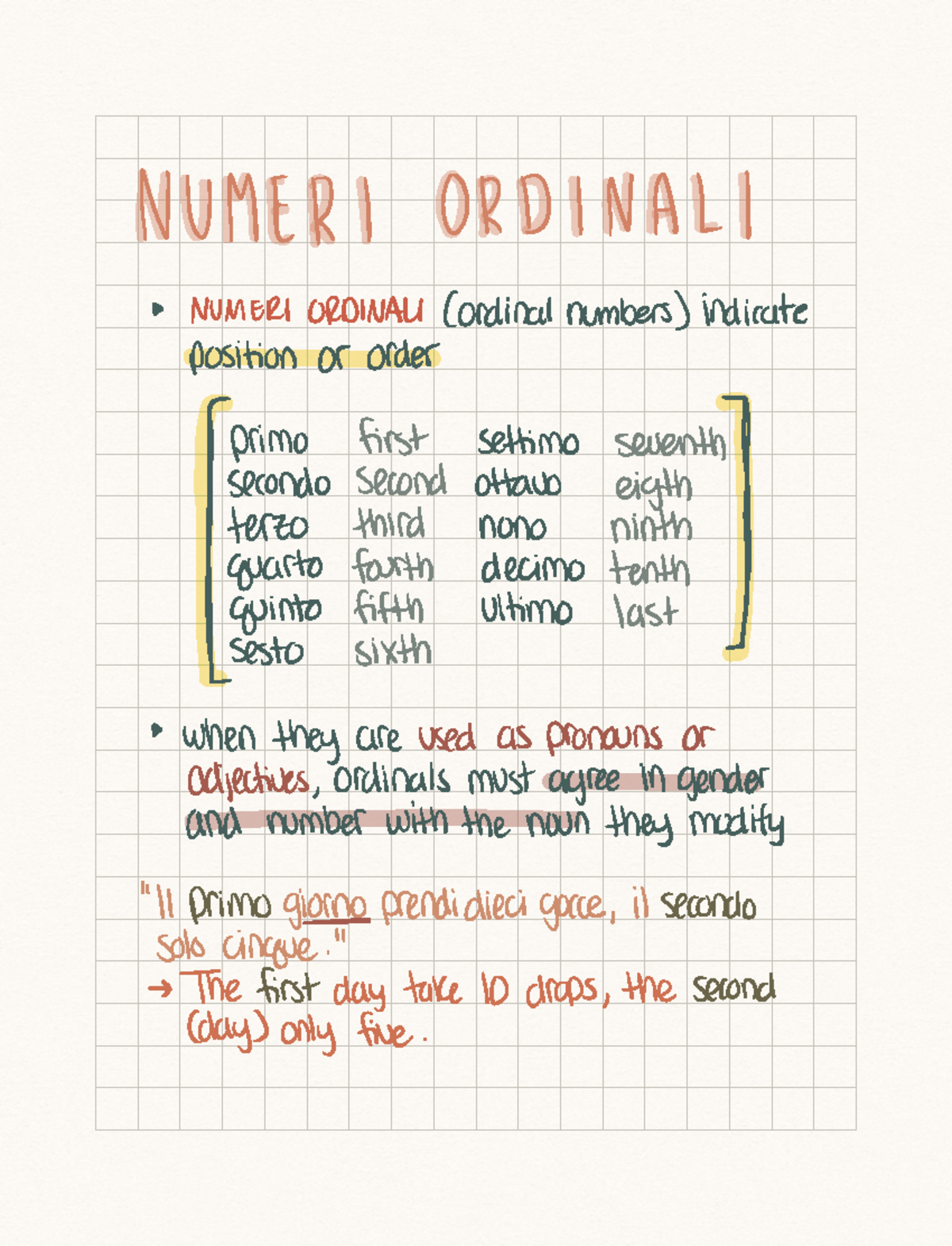 [12] Numeri Ordinali, Imperativo e Pronomi - NUMERI ORDINAL I NUMERI ...