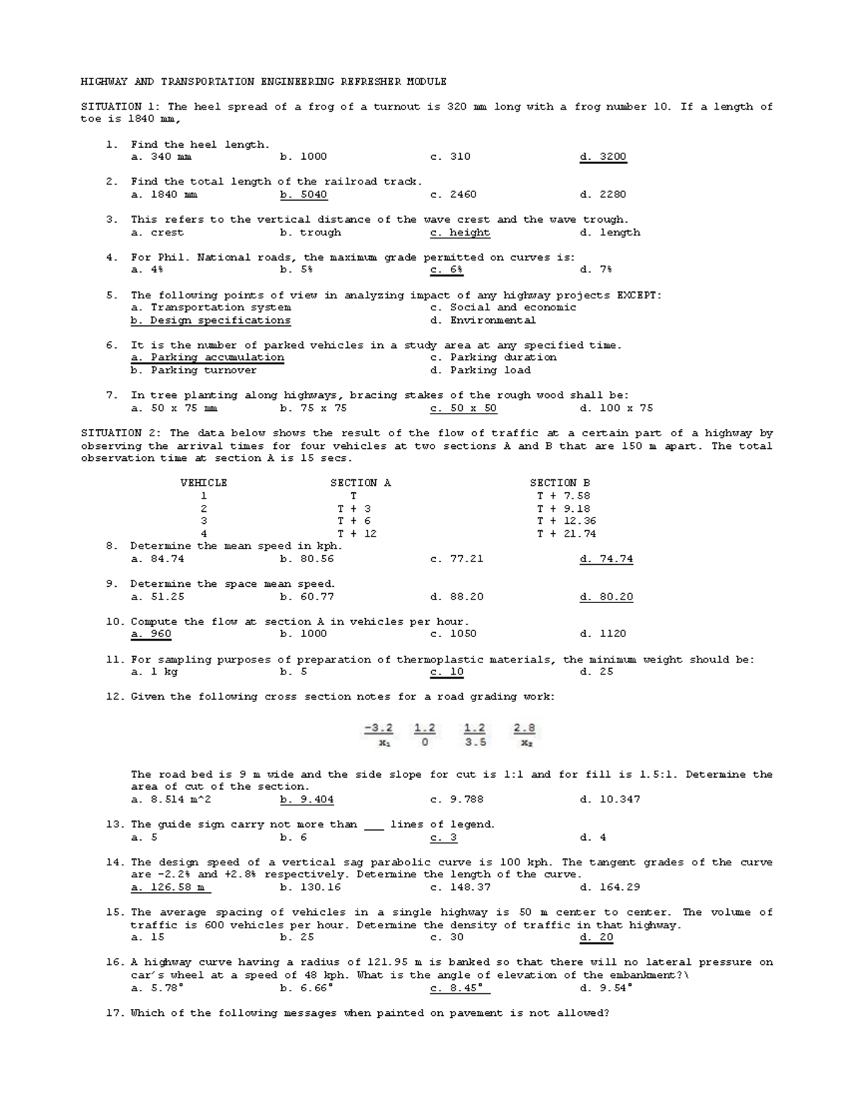Highway and Transportation Refresher Module - HIGHWAY AND TRANSPORTATION ENGINEERING REFRESHER ...