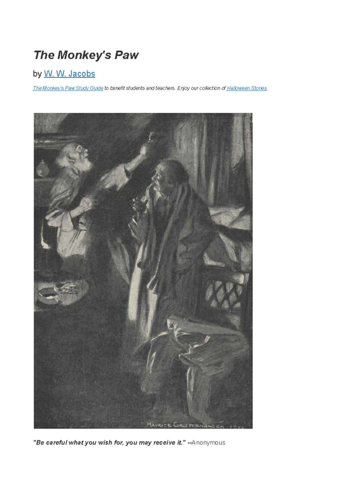 The Monkey s Paw - bjbvhjbhjm - The Monkey's Paw by W. W. Jacobs The ...