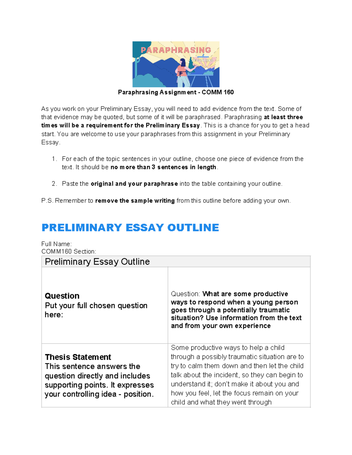 Paraphrasing Assignment - with Sample Nov 2023 - Paraphrasing ...
