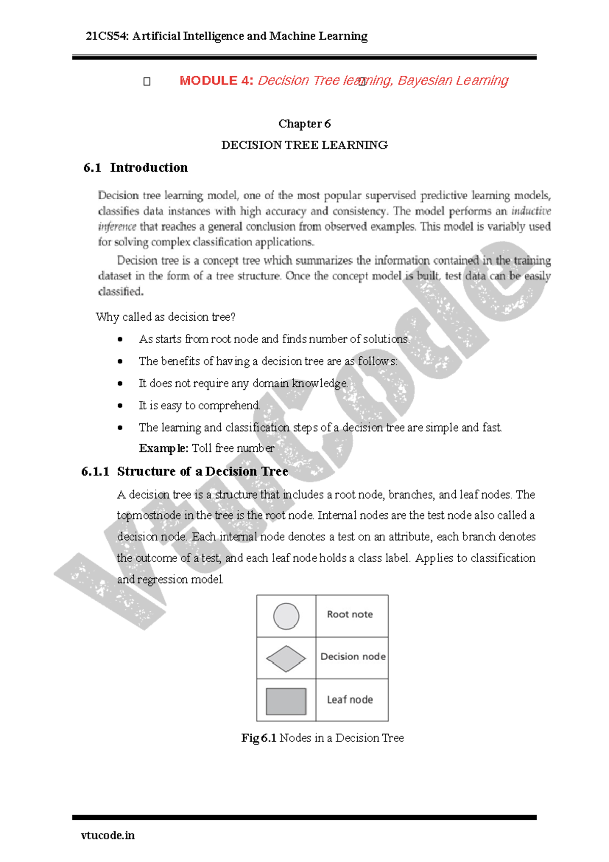 @vtucode - module 4 - Chapter 6 DECISION TREE LEARNING 6 Introduction Why called as decision ...