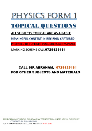 Physics form 1 notes - INTRODUCTION TO PHYSICS The primary school ...