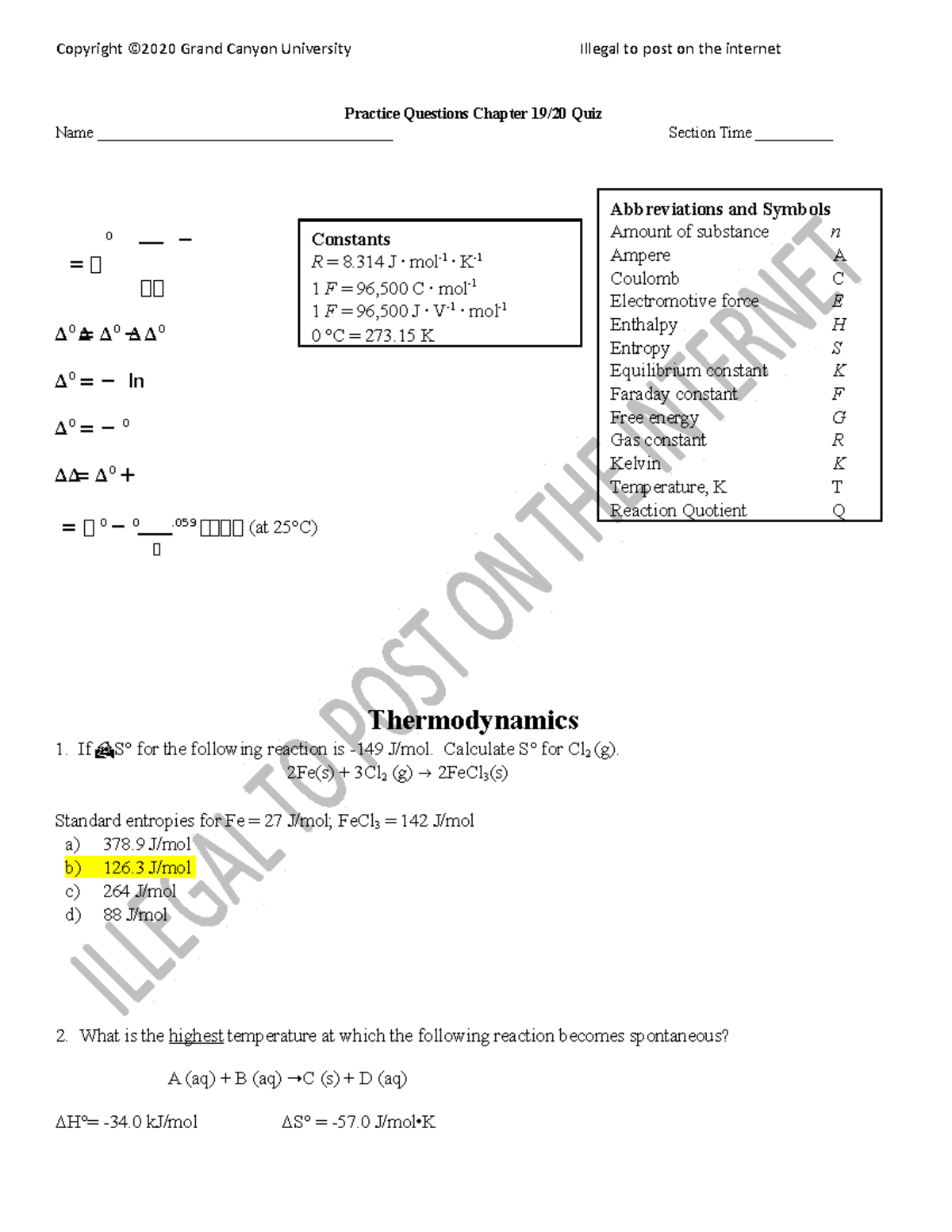 Ch19, 20 Practice Questions SP2023 - Practice Questions Chapter 19/20 Quiz Name - Studocu