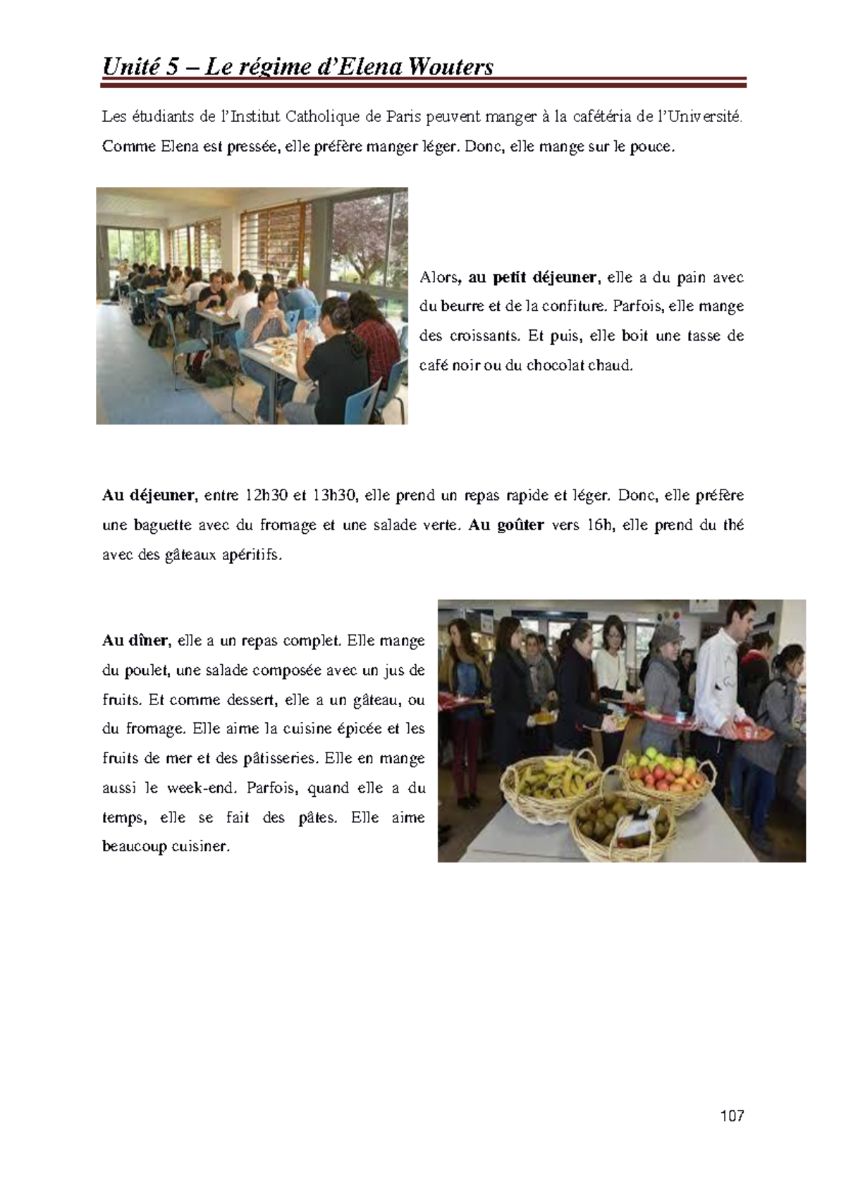French - Bienvenue Unit 5 - Les étudiants de l’Institut Catholique de ...