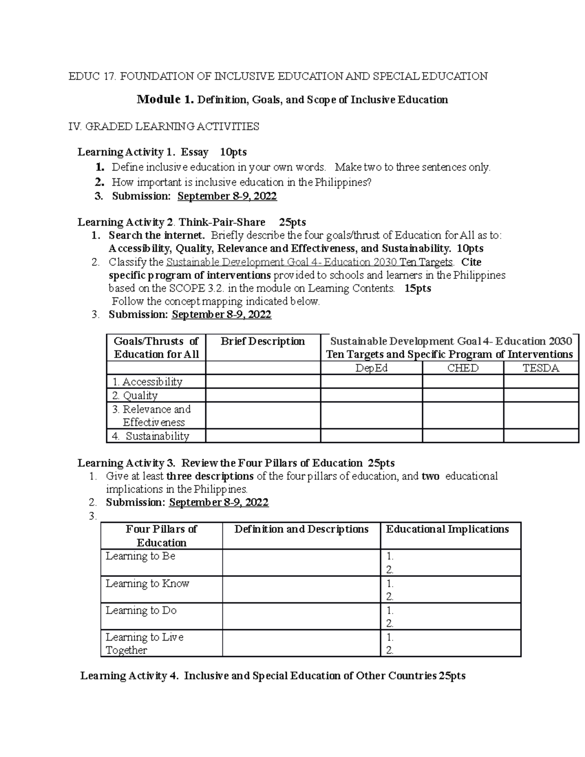 Module-1-1 - Find correct answer - EDUC 17. FOUNDATION OF INCLUSIVE ...