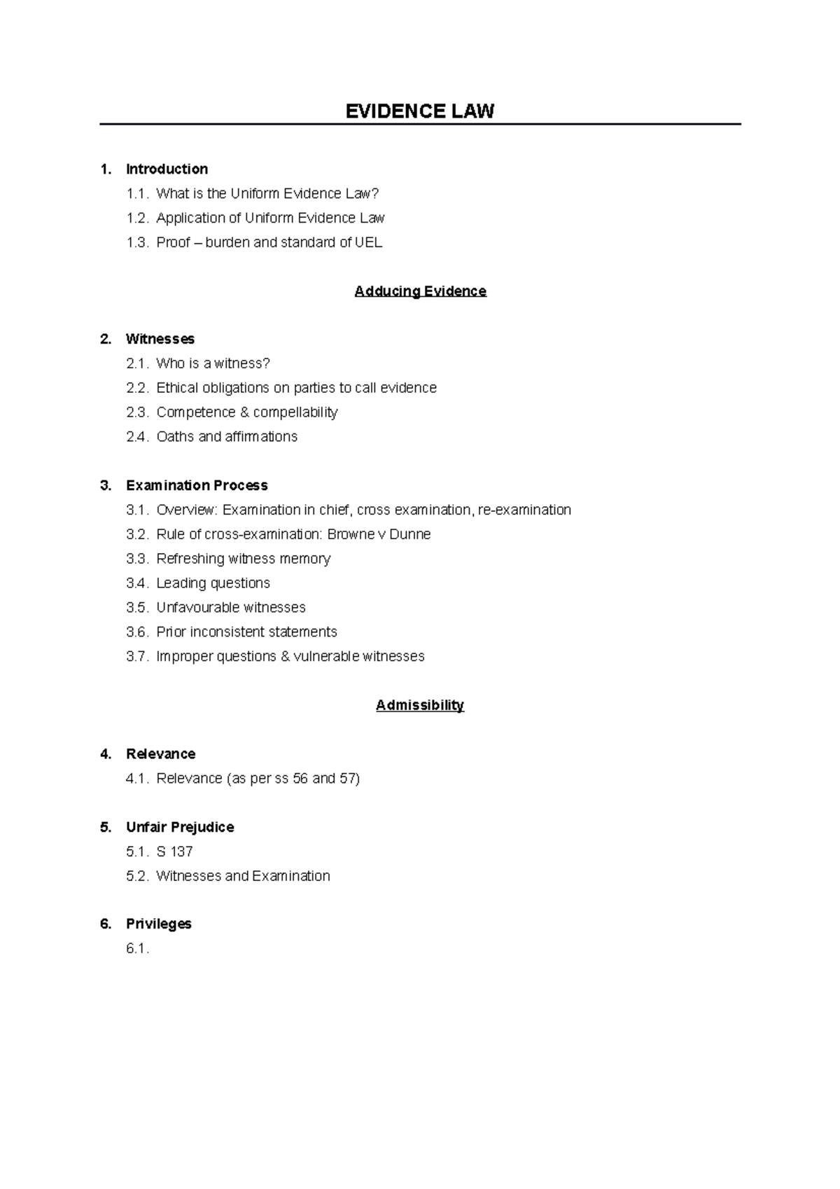 MLS Evidence Law Summary - EVIDENCE LAW Introduction What is the ...