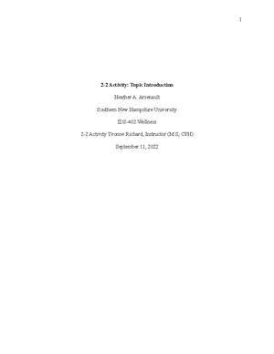 IDS 402 Module One Activity - Module One Activity Michelle Backus ...