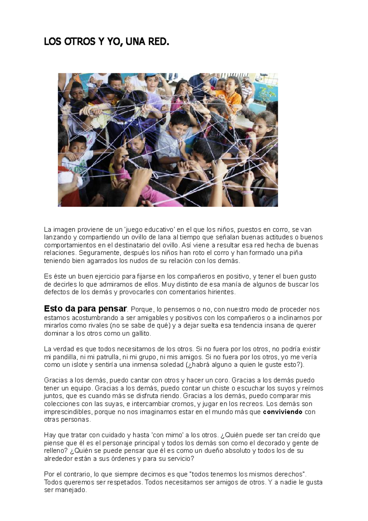 +Los otros y yo + - comentario - LOS OTROS Y YO, UNA RED. La imagen ...