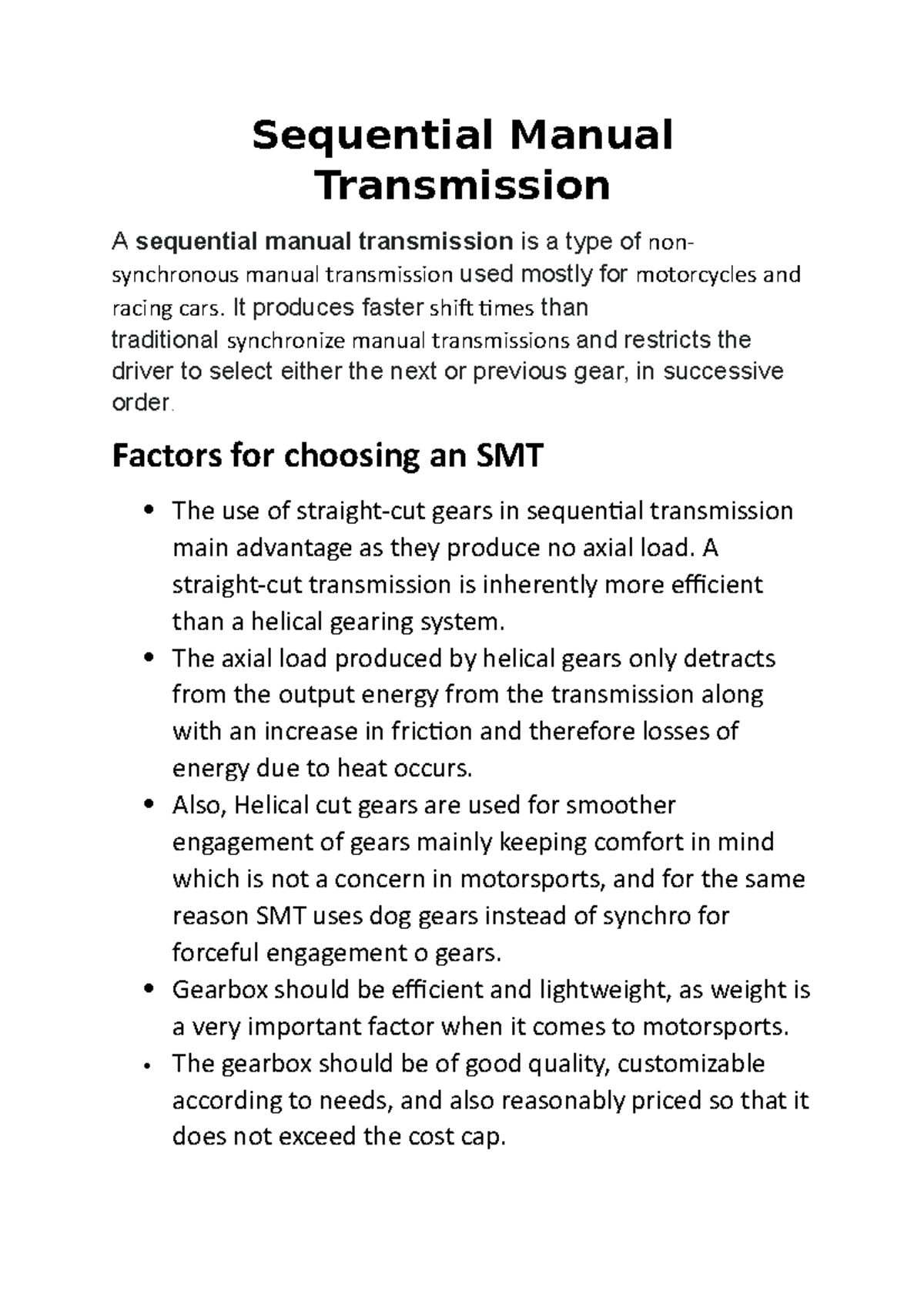 Sequential Manual Transmission - Sequential Manual Transmission A ...