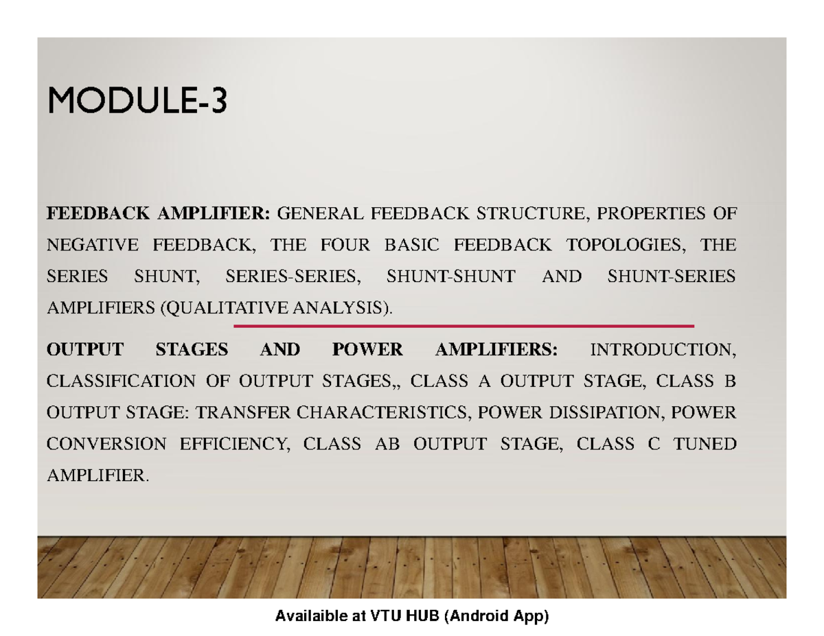 Analog Module-3 - MODULE- FEEDBACK AMPLIFIER: GENERAL FEEDBACK ...